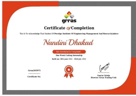 Nandini Dhakad On Linkedin Completed One Week Coding Internship With