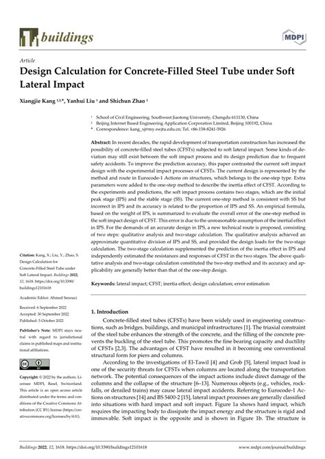 Pdf Design Calculation For Concrete Filled Steel Tube Under Soft Lateral Impact
