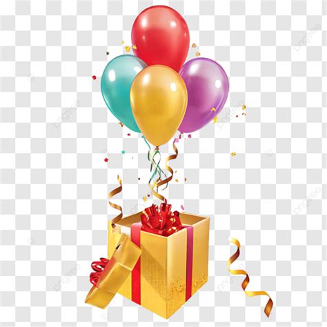 풍선과 색종이가있는 선물 상자를 축하 할 준비가되었습니다 선물 상자 색종이 조각 축하 Png 일러스트 및 이미지 에 대한