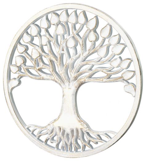 Tree Of Life Medallion Boho Wall Art White With Gold Accents Farmhouse Wall