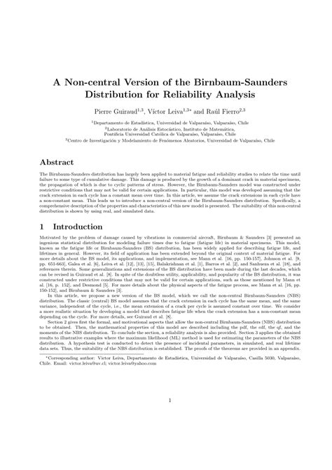 Pdf A Non Central Version Of The Birnbaum Saunders Distribution For