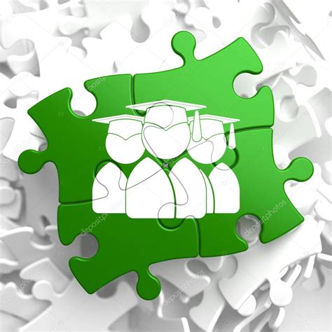 Group Of Graduates Icon On Green Puzzle Stock Illustration By ©tashatuvango 34015187