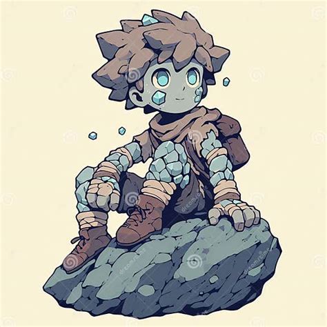 Chibi Stone Protector With Glowing Eyes Stock Illustration Illustration Of Guardian