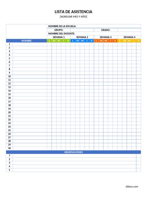Lista De Asistencia Vertical2 Pdf