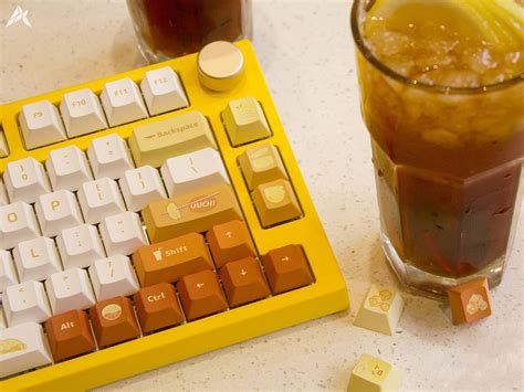 137pcs Jelly Tea Theme Key Cap Set Orange Yellow Key Cap Cherry Key