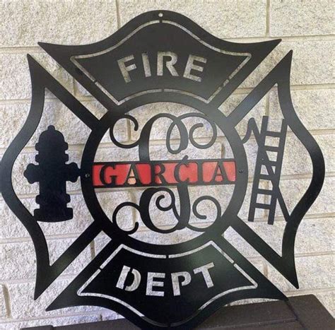 Fire Fighter Arms Your Name Personalized Cut Metal Sign Laser Cut Metal