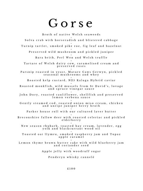 Gorse 10 Course Menu Pdf Pdf