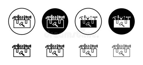 Tools Box Vector Icon Set Collection Tools Box Outline Flat Icon Stock Vector Illustration Of