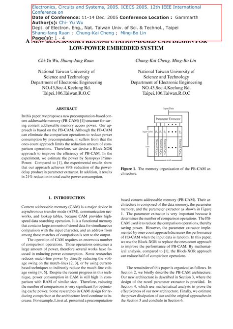 pdf a new block xor precomputation based cam design for low power