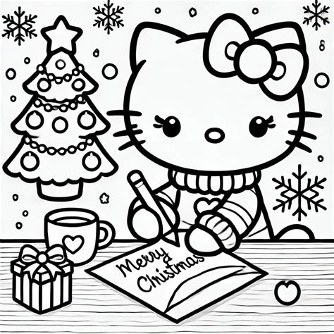 Christmas Coloring Pages Hello Kitty