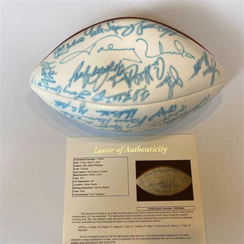 Johnny Unitas Walter Payton Bart Starr Hof Legends Signed Football 45