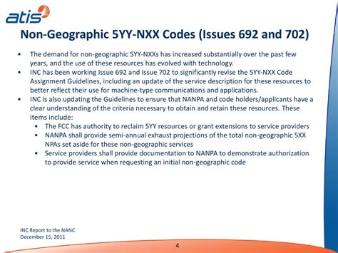 Industry Numbering Committee Inc Report To The Nanc Ppt Download