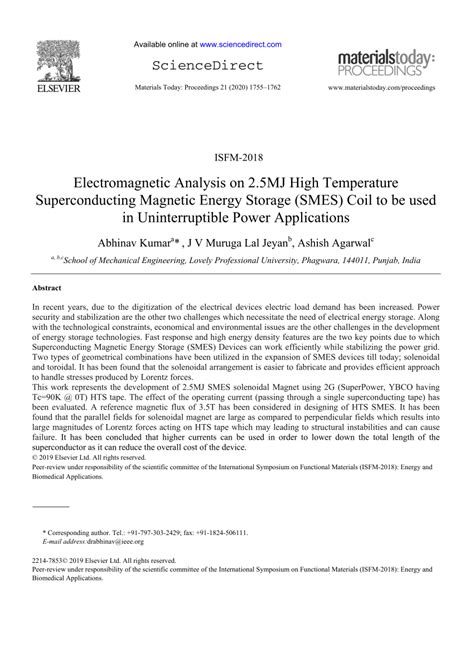 Pdf Electromagnetic Analysis On 25mj High Temperature Superconducting Magnetic Energy Storage