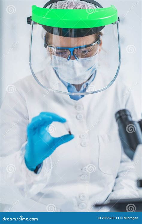 Ancient DNA Scientist Working In Bio Archaeology Lab Stock Image Image Of Female Coat
