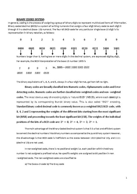 Ics 2205 Lec 2 Digital Electronics Lesson 2 Binary Coded System In