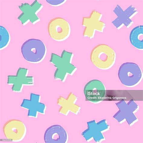 틱 택 토 Noughts 및 트렌디 한 파스텔 색조의 게임 추상적 인 매끄러운 패턴 세련된 창백한 색상이 직물을 위해 반복됩니다 섬유 어린이 옷 벡터 손으로 그린 그림 삼목