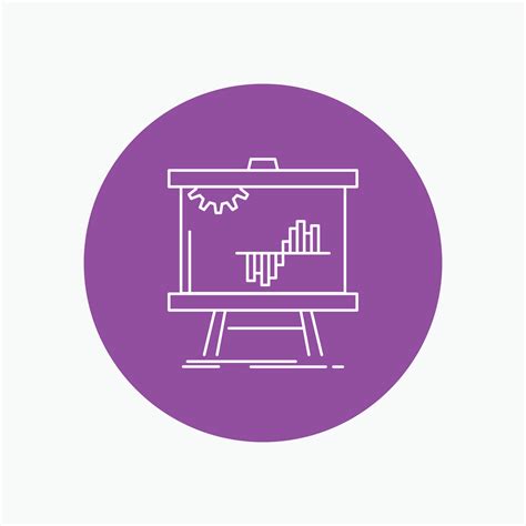 Business Chart Data Graph Stats White Line Icon In Circle Background Vector Icon