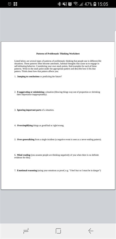 This A Worksheet That Identifies Various Problematic Thinking That People Engage In See If You