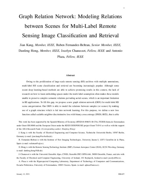 Pdf Graph Relation Network Modeling Relations Between Scenes For Multi Label Remote Sensing
