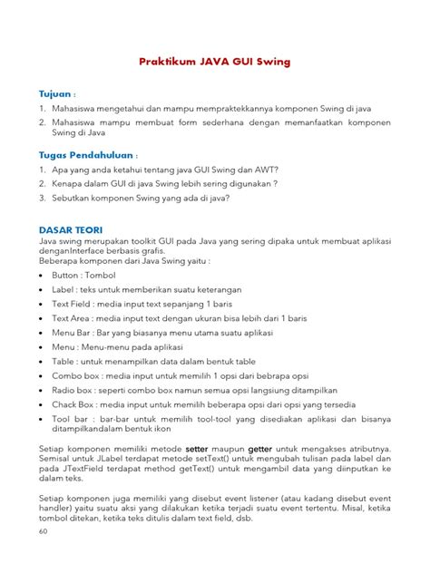 Pemrograman Berorientasi Objek Lanjutan 2022 Praktikum2 Gui Pdf