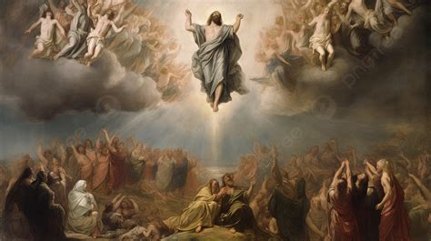 하늘로 올라가는 예수 예수님의 승천 그림 하느님 종교 배경 일러스트 및 사진 무료 다운로드 Pngtree