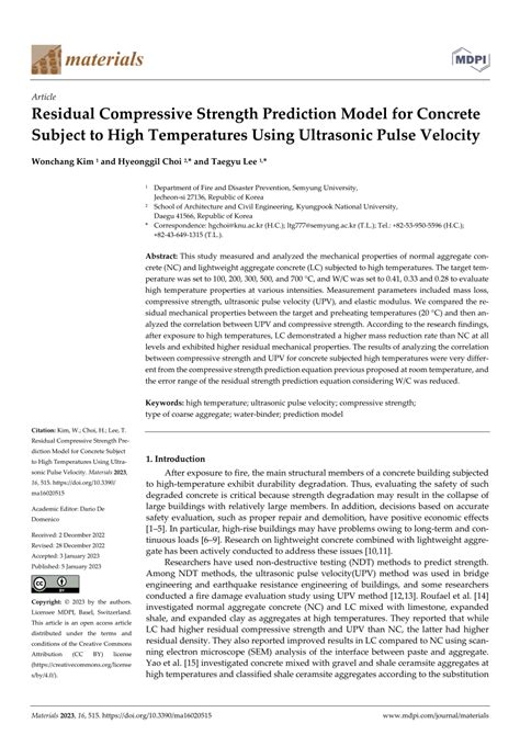 Pdf Residual Compressive Strength Prediction Model For Concrete