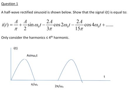 solved a half wave rectified sinusoid is shown below show