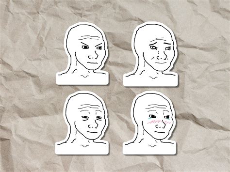 Wojak Meme Sticker Bundle Afraid Tired Angry Blushing High