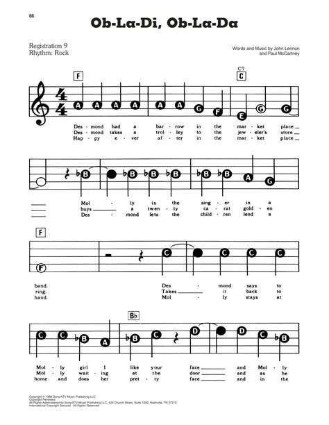 Ob La Di Ob La Da By The Beatles Sheet Music For E Z Play Today At