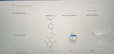 Solved Pts Number Of Unique Types Of Protons Predicled Chegg Com