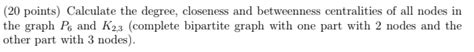 Solved 20 Points Calculate The Degree Closeness And