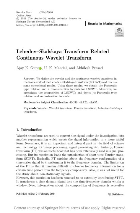 Lebedevskalskaya Transform Related Continuous Wavelet Transform