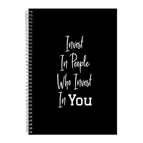 Invest A4 Notebook Spiral Lined Motivational Saying Graphic Notepad