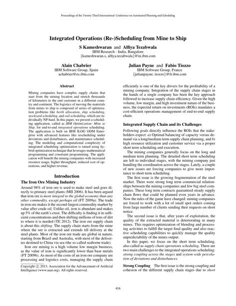 Pdf Integrated Operations Re Scheduling From Mine To Ship