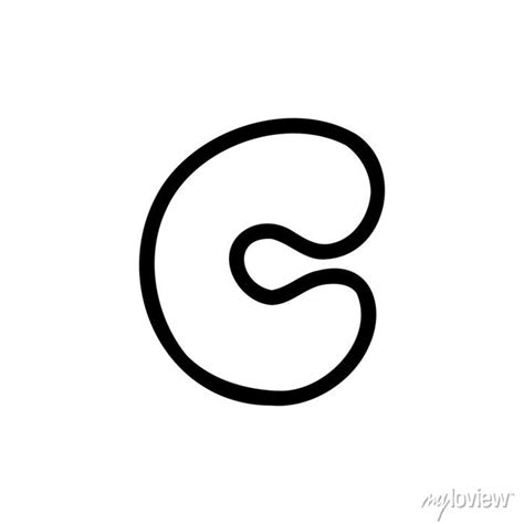Outline C Letter Of Latin English Font In Outline Bubble Style Wall