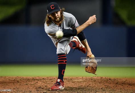 Adam Cimber Of The Cleveland Indians Delivers A Pitch In The Seventh