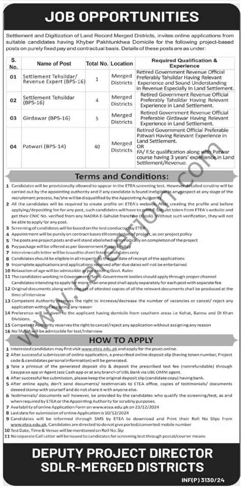 settlement and digitization of land record merged districts jobs december