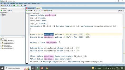 Foreign Key Constraint In Oracle Sql Youtube