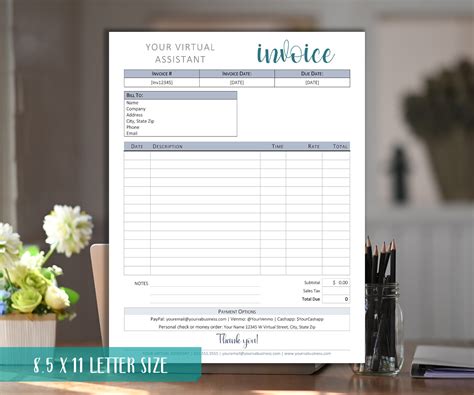 Virtual Assistant Invoice Template Client Billing Time Tracking Freelance And Contractor Invoice
