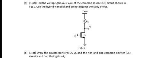 Solved A 1 Pt Find The Voltage Gain A V0vi Of The