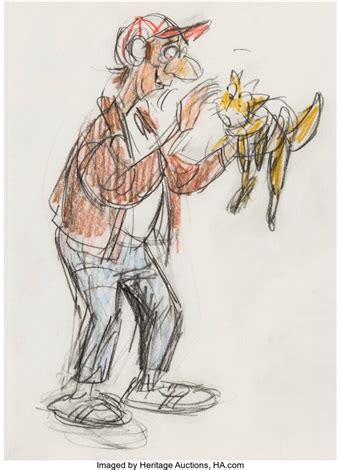 Oliver Company Fagin And Oliver Early Concept Sketch Walt Disney 1988