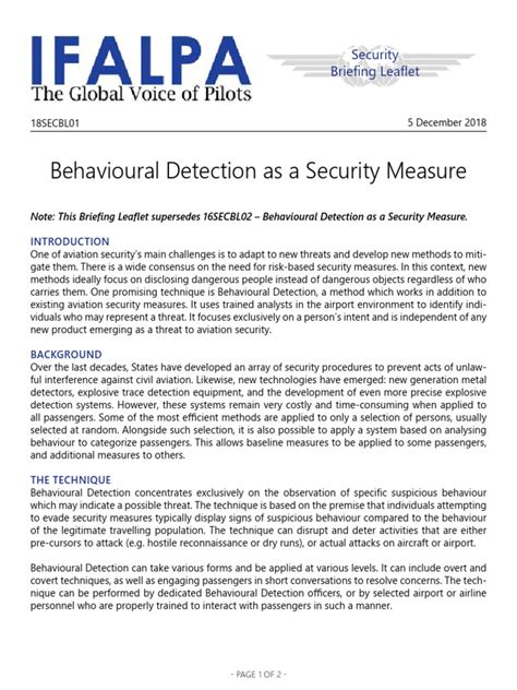 18secbl01 Behavioural Detection As A Security Measure Pdf Airport Security Behavior