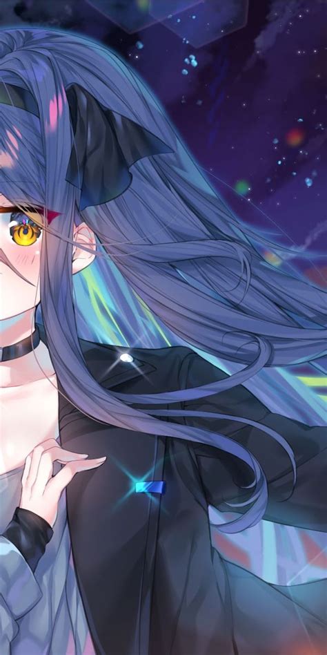 Шпалери на телефон Аніме Оригінал Синє Волосся Довге Волосся Жовті Очі 984780 скачати