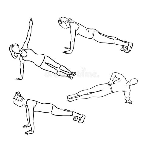 The Vector Illustration Of The Fit Athlete Doing Plank Exercise Stock