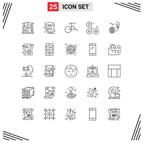25 User Interface Line Pack Of Modern Signs And Symbols Of Light