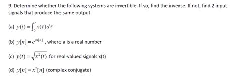 Solved Determine Whether The Following Systems Are