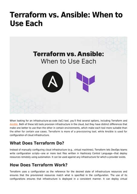 Terraform Vs Ansible 1 Pdf