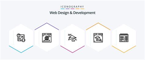 Web Design And Development Line Icon Pack Including Webpage Interface Web Paper