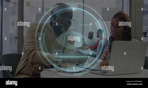 Image Of Scope Scanning With Cyber Security Text Over Diverse Business