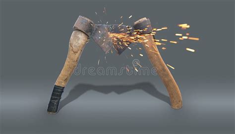 Two Old Rusty Axes Fighting Each Other Stock Image Image Of Strength
